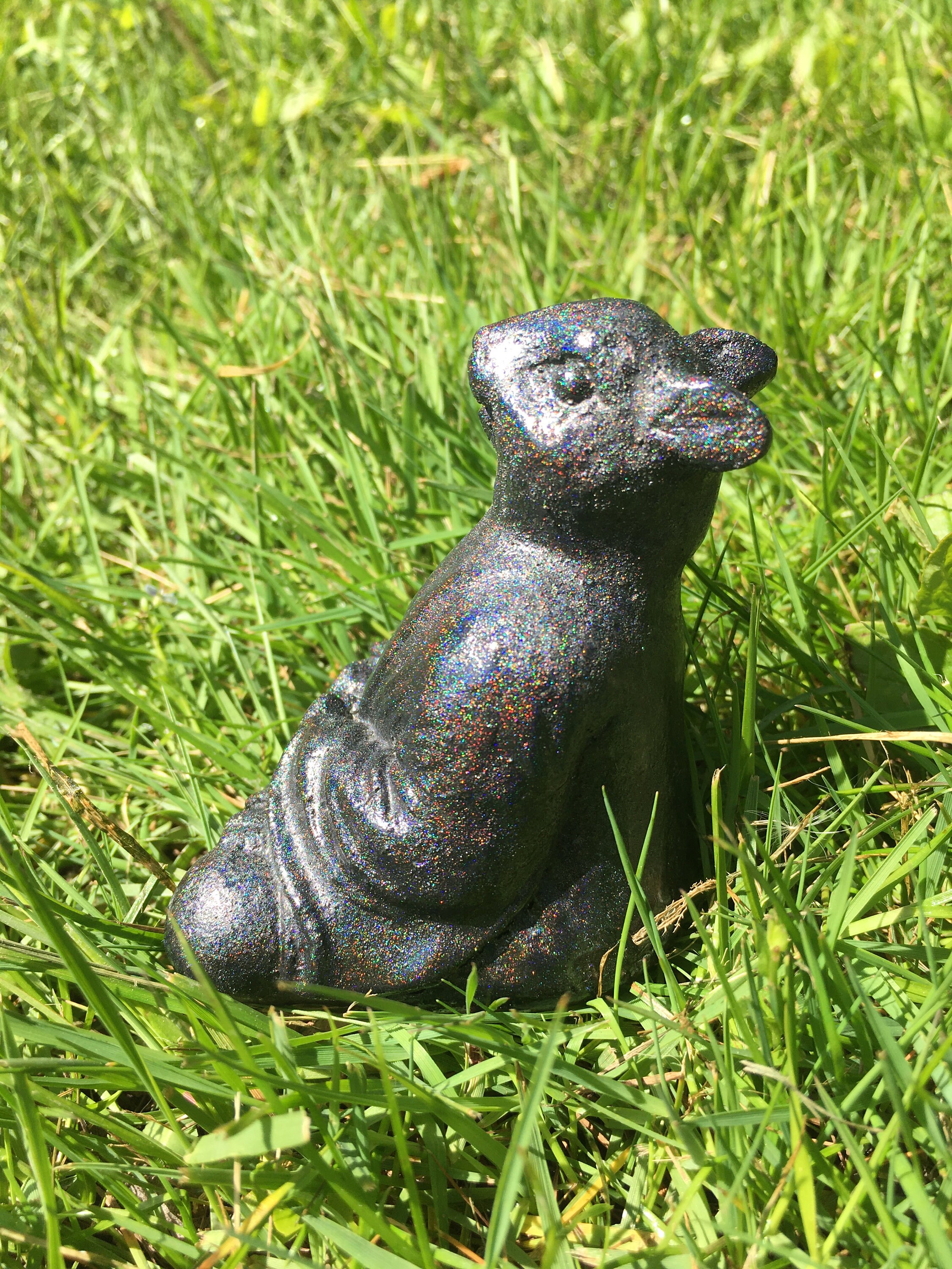 Black Holographic Cement Squirrel Statue. Outdoor or Indoor. Small ...