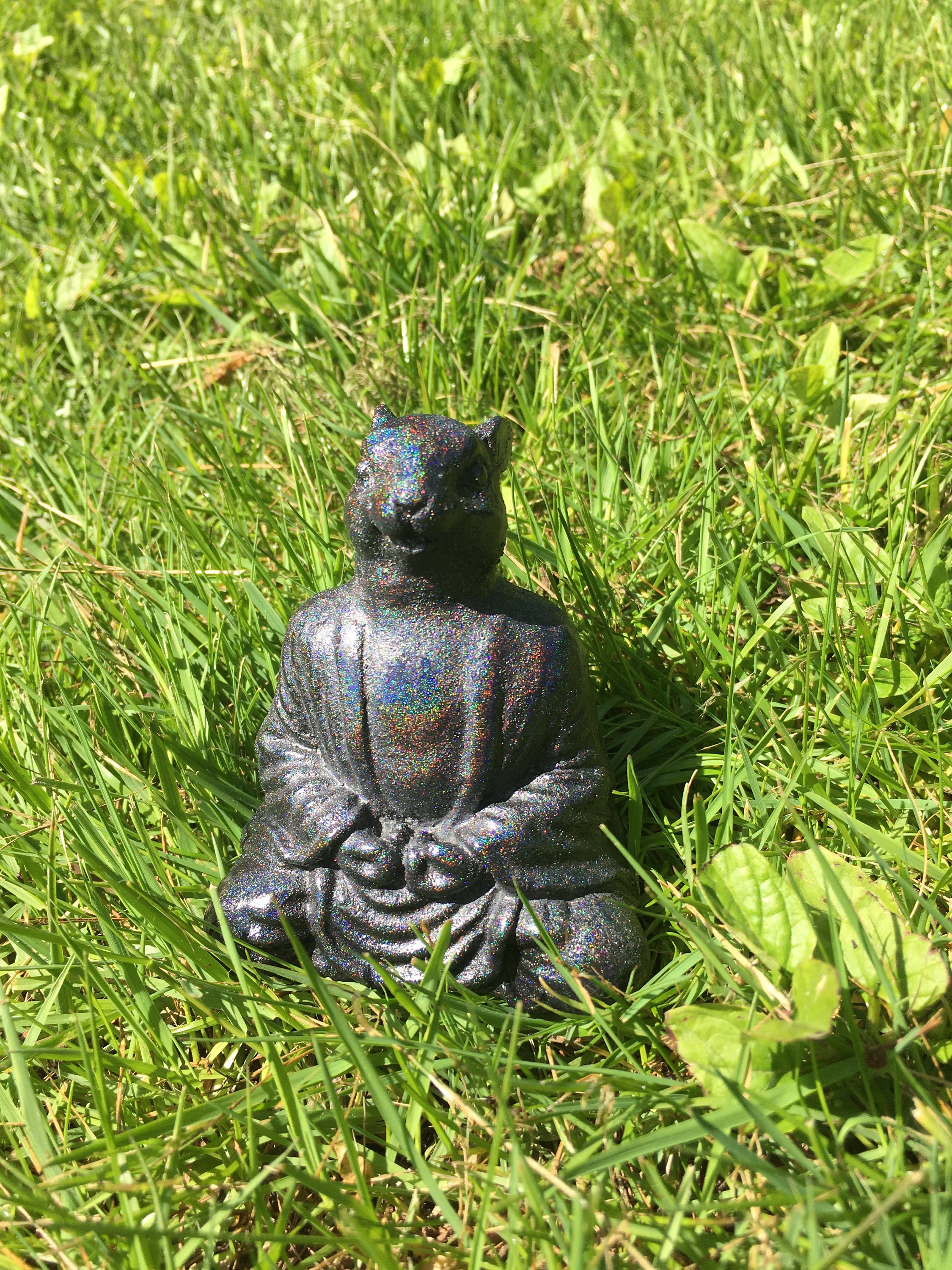 Black Holographic Cement Squirrel Statue. Outdoor or Indoor. Small ...