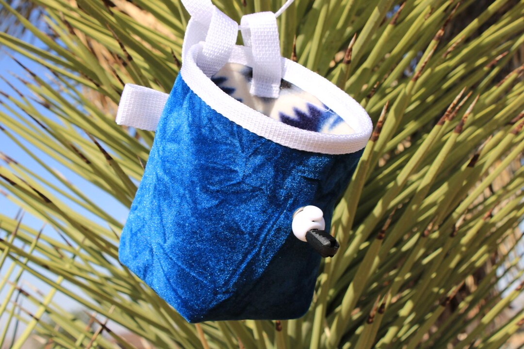 Upcycled Velvet Chalk Bag Made From Thrifted Fabic and Upcycled Fleece ...