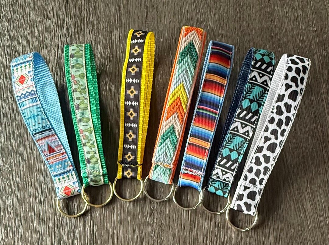 Handmade Fabric Keychain Wristlet | Boho & Western-inspired Key Fob | 1 ...