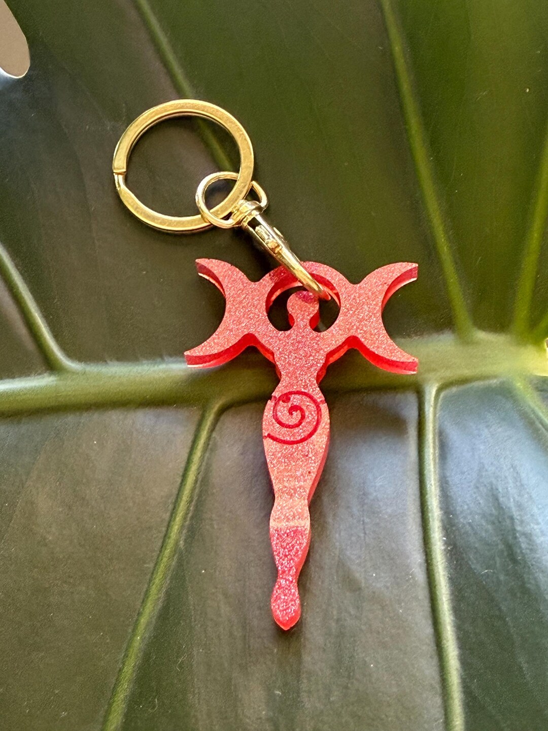 Handmade Triple Moon Goddess Keychain – Resin Charm in Mystical Colors ...