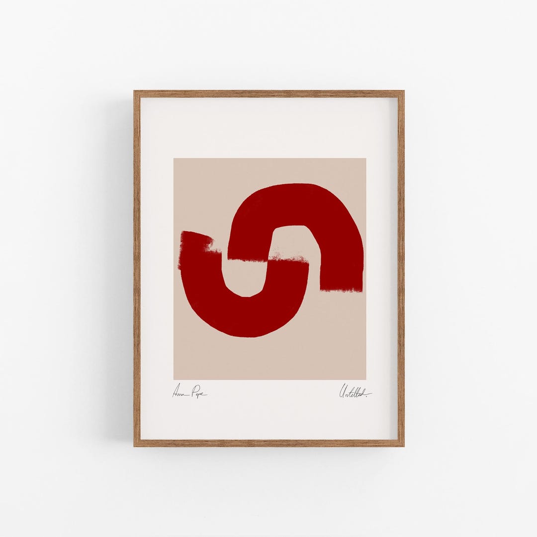 Abstract Red Lines Art Print | Modern Beige Wall Decor - Etsy