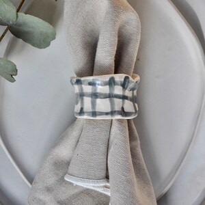 Multiple Colours Individual Handmade Ceramic Napkin Rings / Gingham ...
