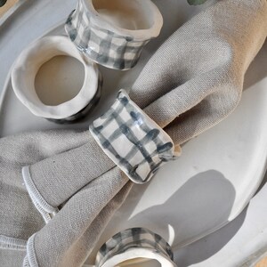 Multiple Colours Individual Handmade Ceramic Napkin Rings / Gingham ...