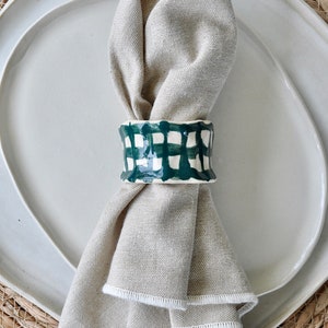 Multiple Colours Individual Handmade Ceramic Napkin Rings / Gingham ...
