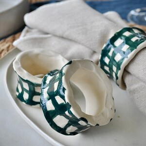 Multiple Colours Individual Handmade Ceramic Napkin Rings / Gingham ...