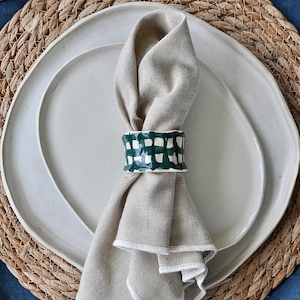 Multiple Colours Individual Handmade Ceramic Napkin Rings / Gingham ...