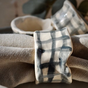 Multiple Colours Individual Handmade Ceramic Napkin Rings / Gingham ...