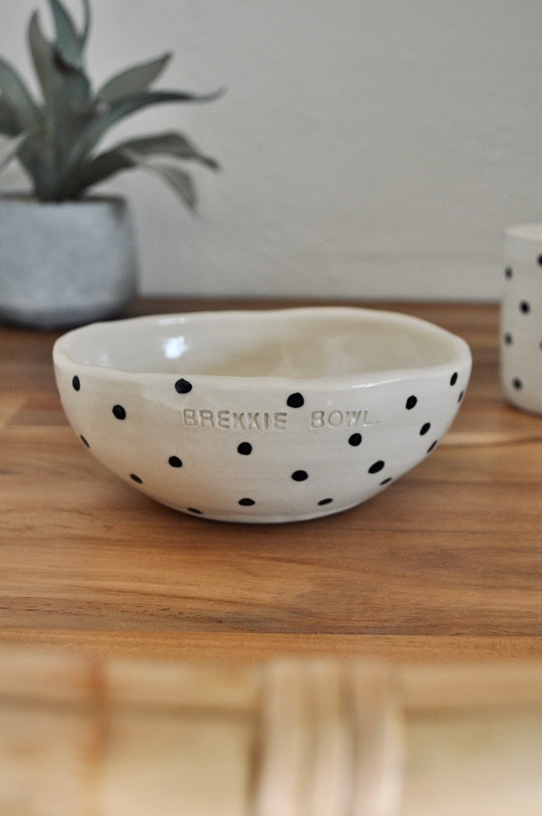 Handmade Ceramic Brekkie Bowl / Cereal Bowl / Polka Dots / Unique Gift ...