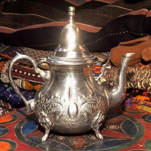 Moroccan Teapot Handmade Silverplated Moroccan Copper Teapot | Modern ...