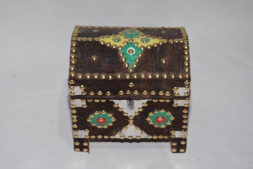 Vintage African Chest , Leather Wood Chest Morocco - Etsy
