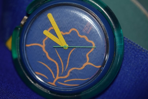 Vintage Swatch Pop Watch with Green Turtle Print Wris… - Gem