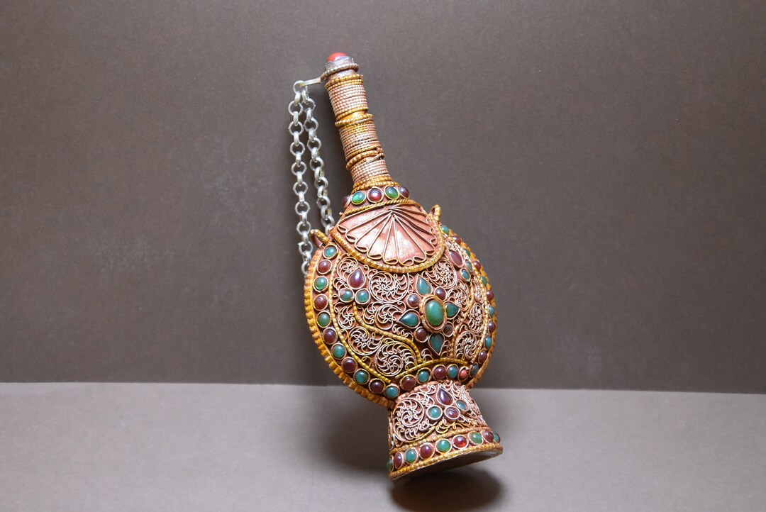 Vintage Moorish Perfume Bottle Filigrane , Bottle Filigrane With Old ...