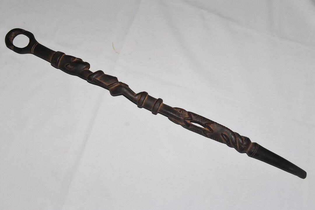 Cane-walking Stick Tuareg , Vintage Handmade Hand-carved Wooden Walking ...