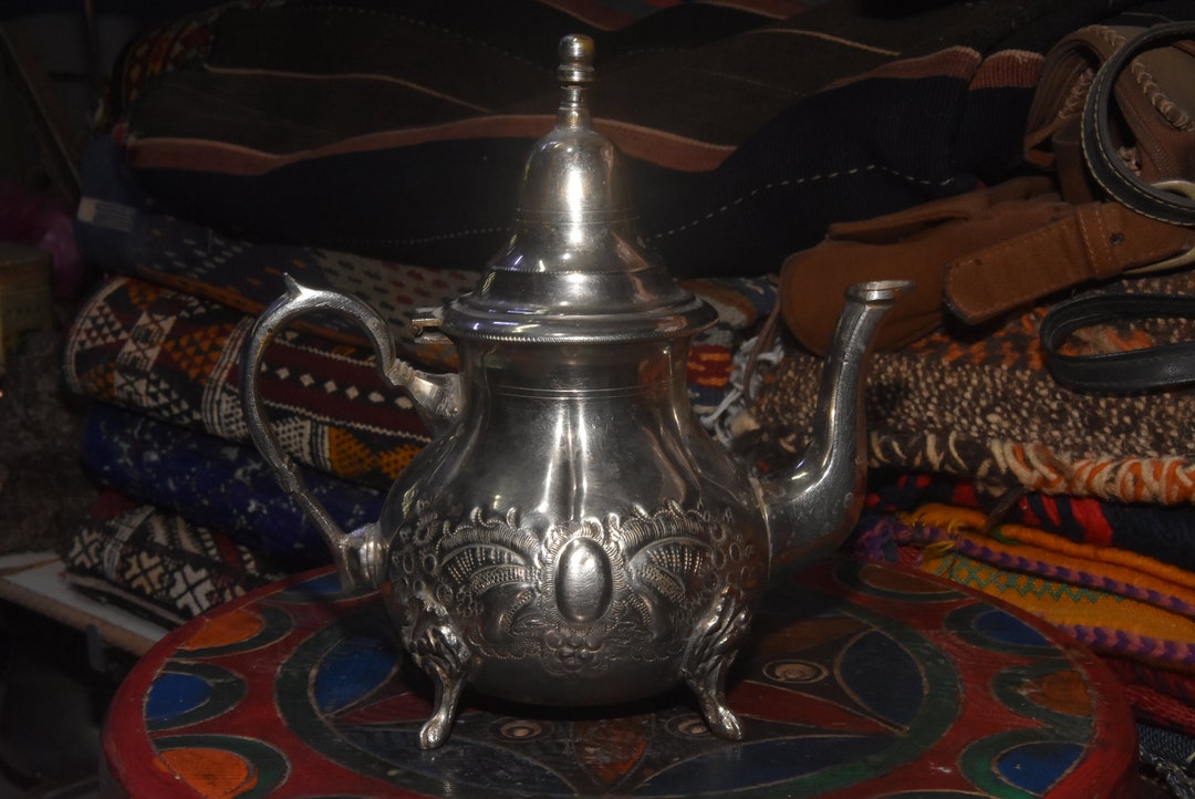 Moroccan Teapot Handmade Silverplated Moroccan Copper Teapot Modern ...
