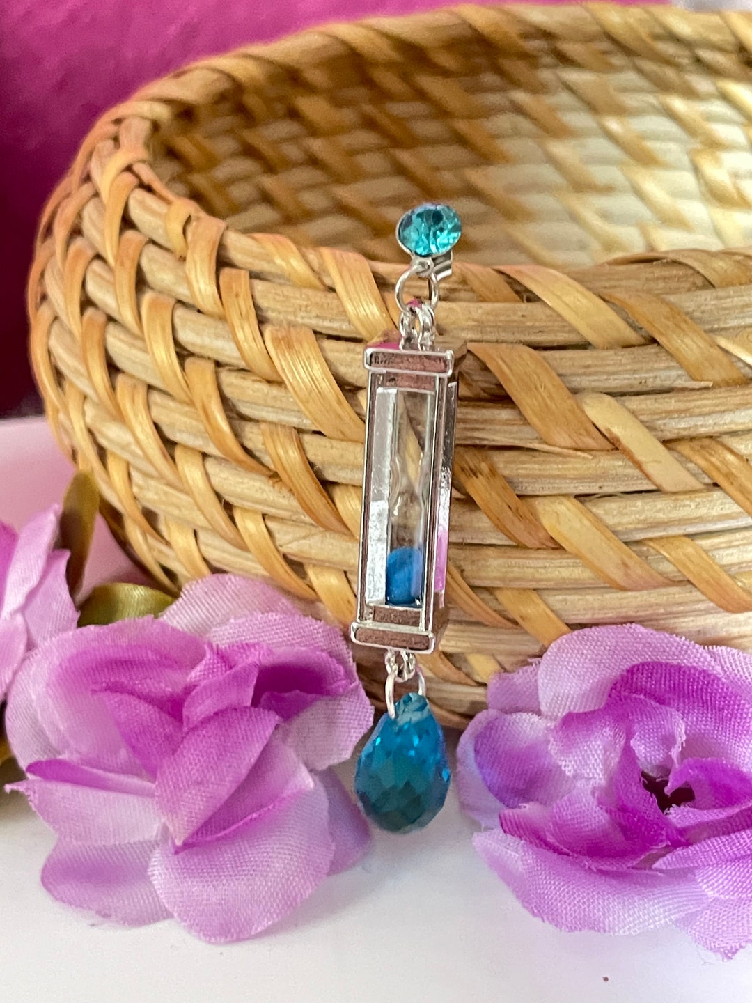Vanitas No Carte Earring Blue Hourglass and Crystal - Etsy UK