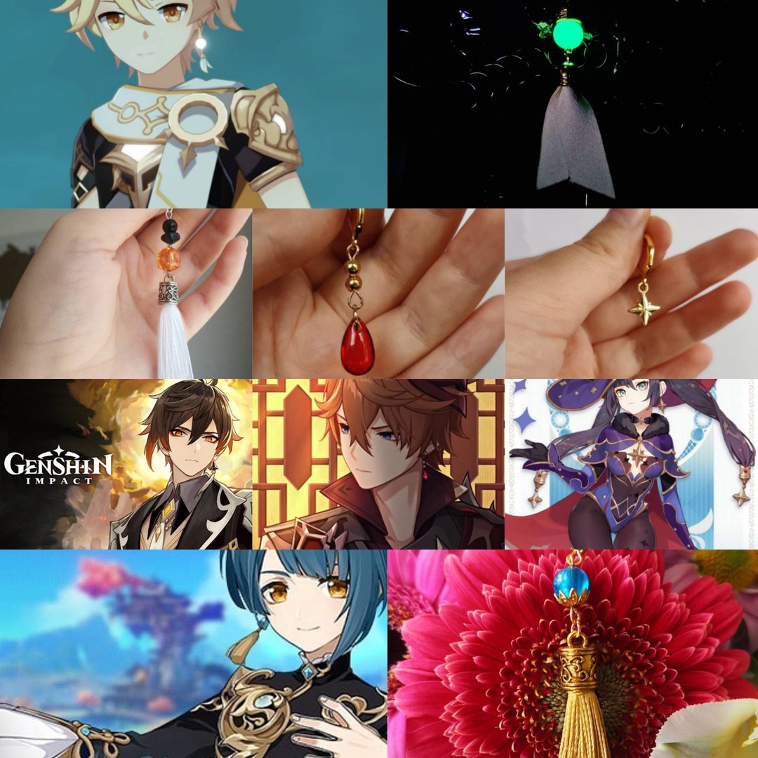 All Genshin Impact Earrings Childe Tartaglia Mona Zhongli - Etsy