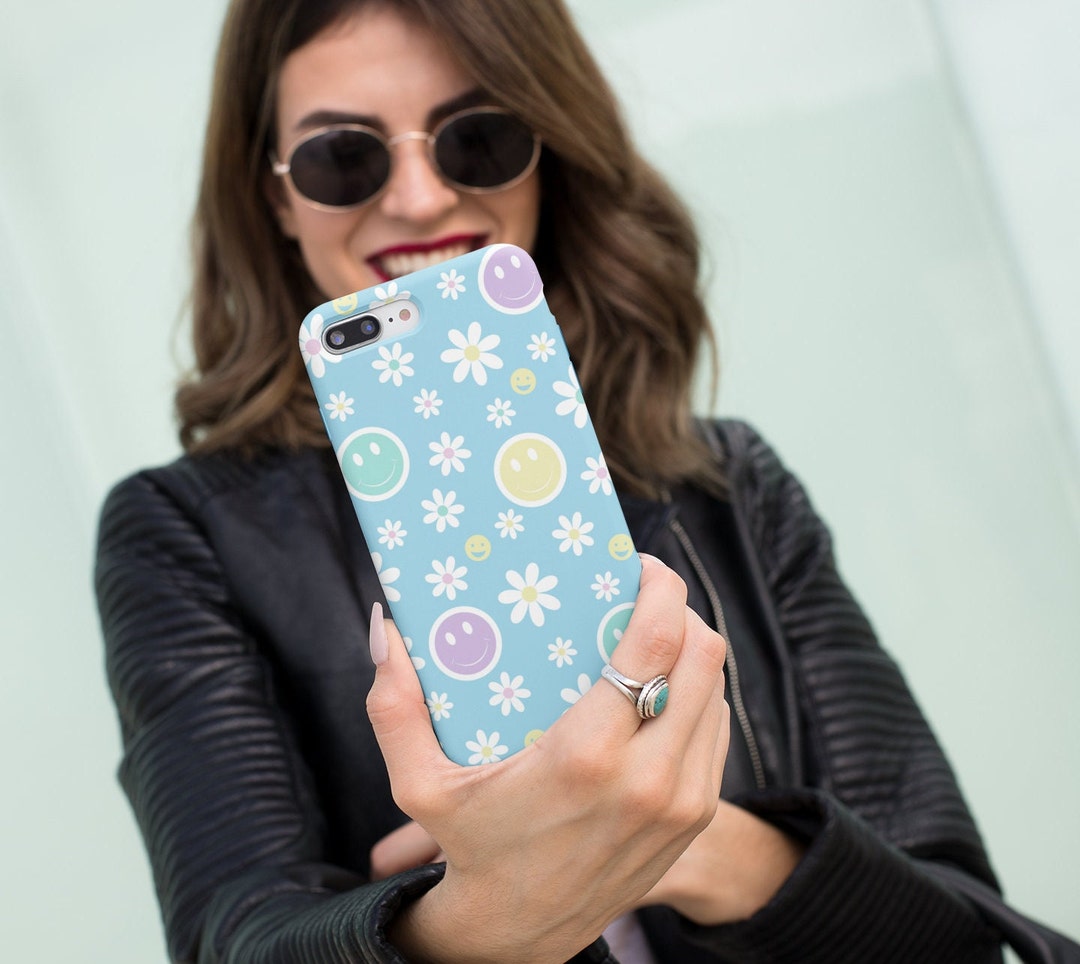 Smiley Face Retro iPhone Case, Preppy Y2K VSCO Indie Phone Case, Trendy ...