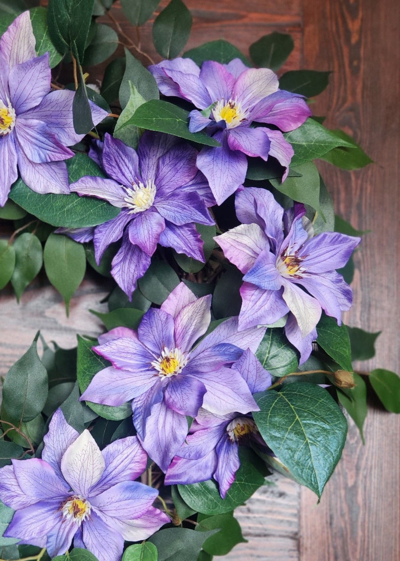 Clematis Purple Floral Wreath - Etsy