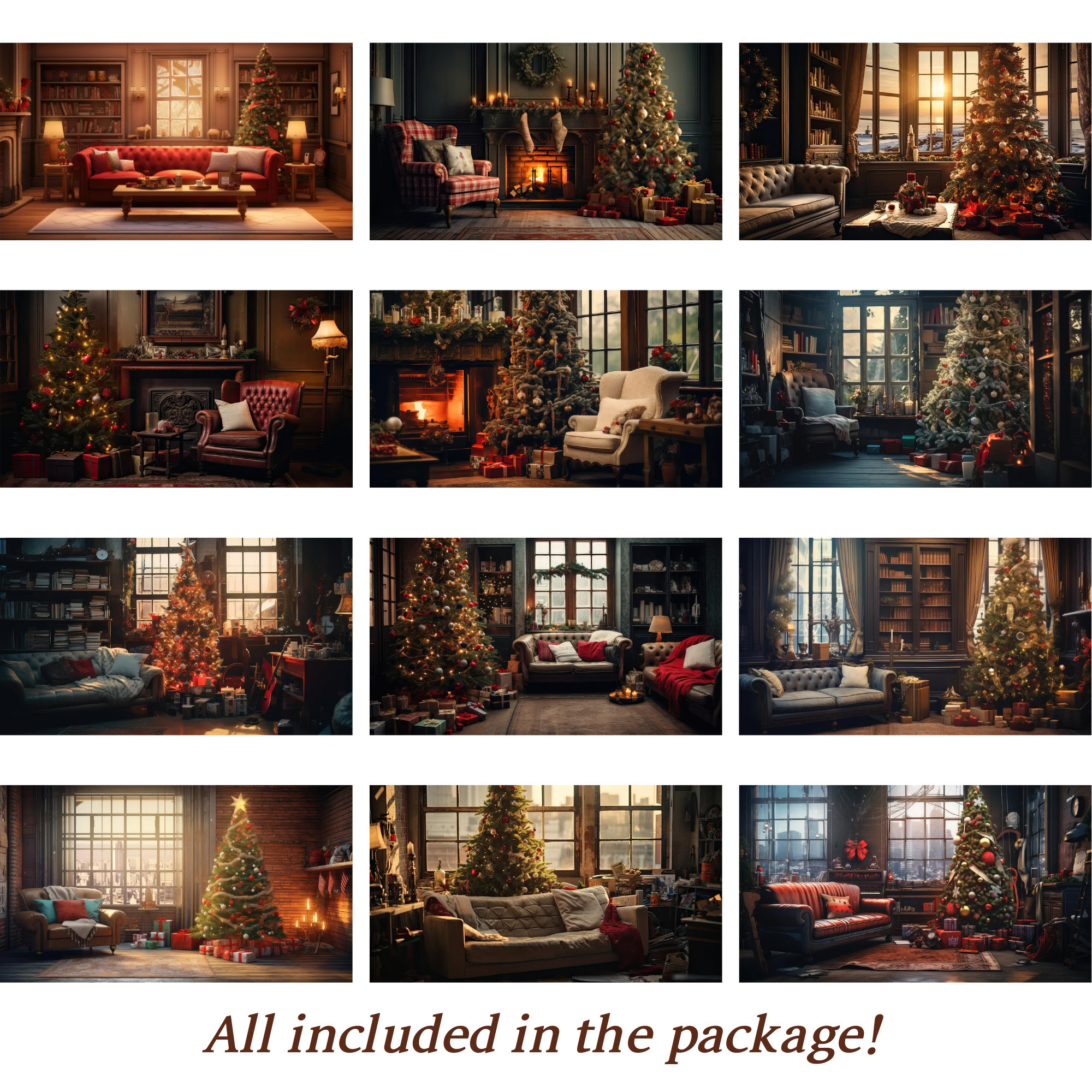 12 Cozy Christmas Backgrounds, Home Office Virtual Background, Backdrop ...