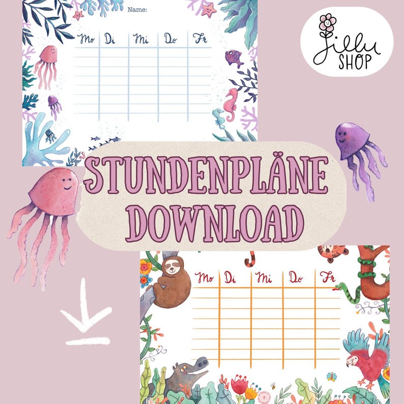 Printable Timetable – Sea Creatures & Jungle Animals | Timetable Bundle ...
