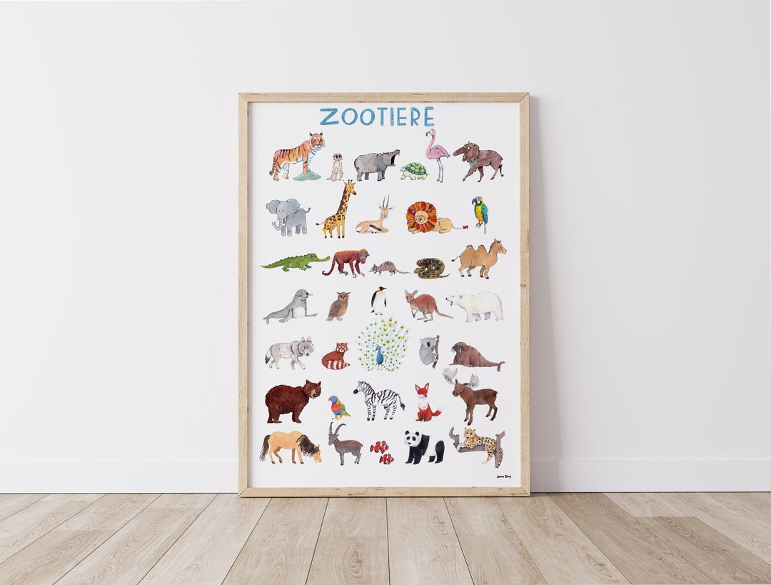 Zoo Animals Poster - Etsy