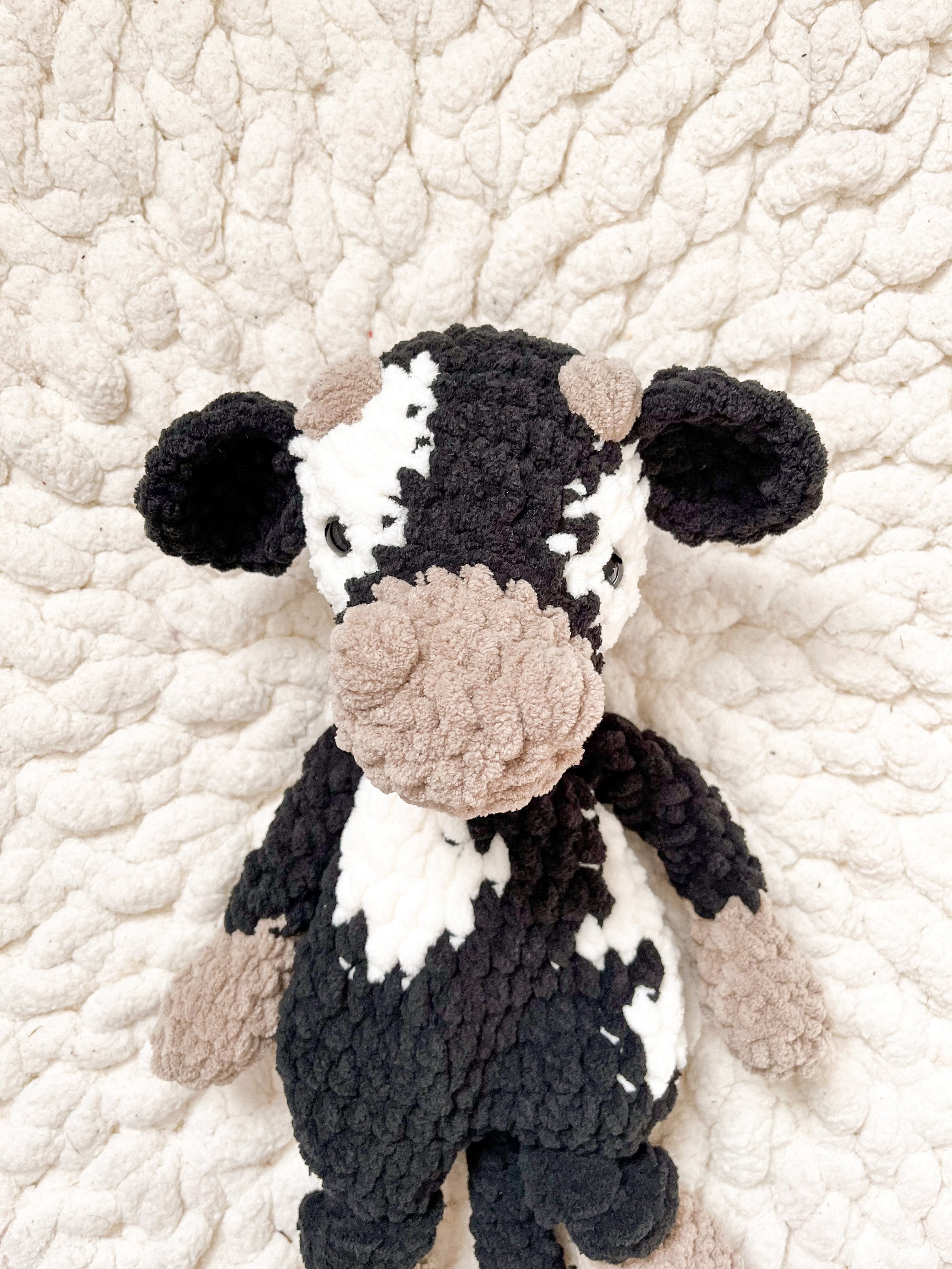 Crocheted Cow Snuggler | Cow Knotted Lovey | Made to Order - Etsy
