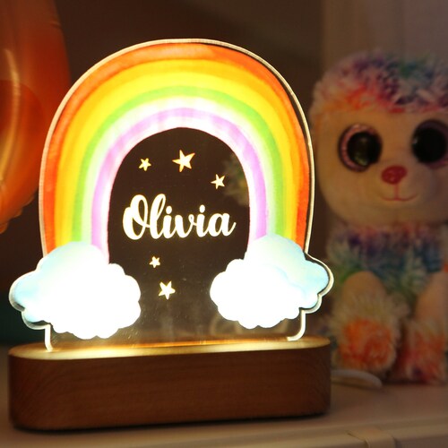 Personalized Rainbow Nightlight Rainbow Nursery Kids - Etsy