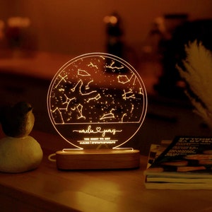 Custom Star Map Night Light, Personalized Constellation Chart Lamp ...