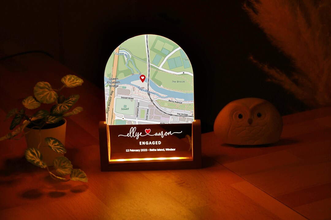 Personalized Map Luminary, Custom Location Night Light, Anniversary ...