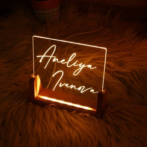 Custom Plexi Name Plate, Square LED Desk Plaque, Personalized Office ...