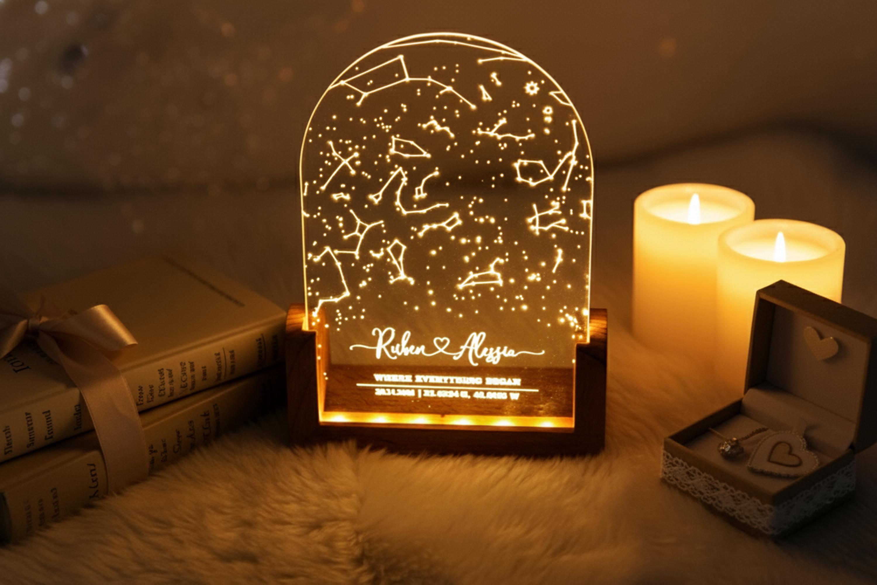 Custom Star Map Night Light, Personalized Constellation Chart Lamp ...