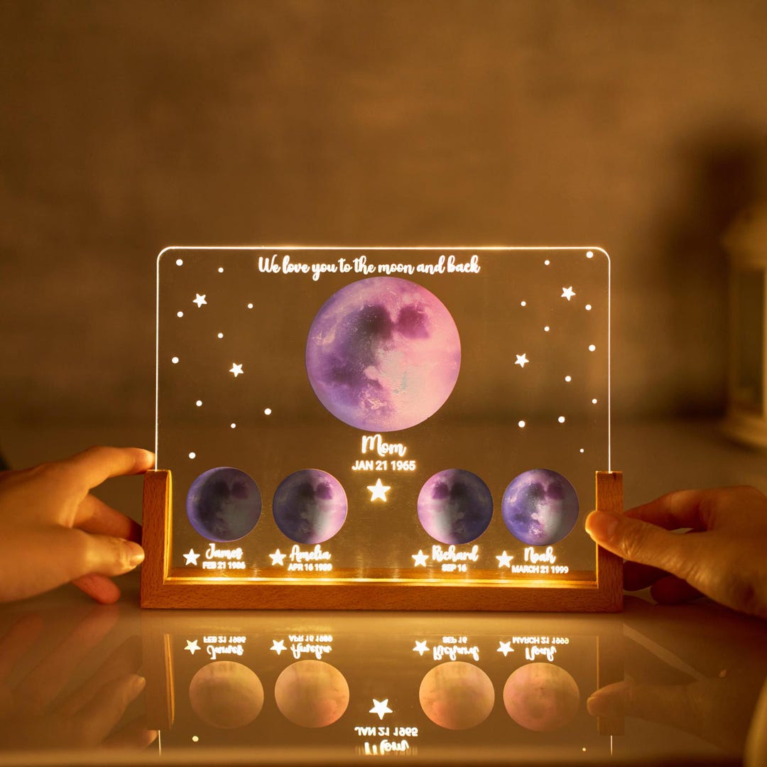 Personalized Moon Phase by Date, Custom Moon Phase Night Light, Mother ...