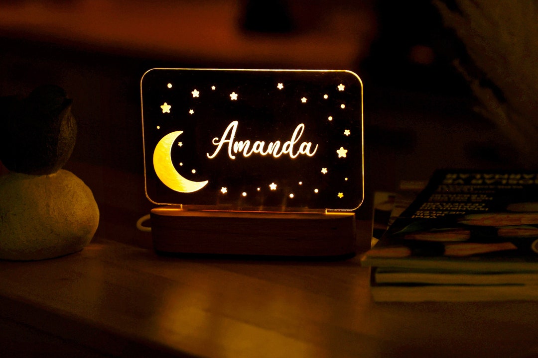 Personalized Night Light With Moon & Stars - Custom Night Light With ...