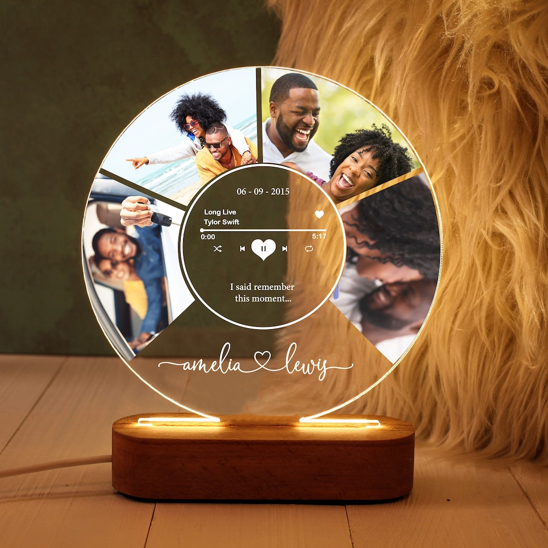 Custom Music Plaque With Photos, Personalized Photo Night Light Plaque ...