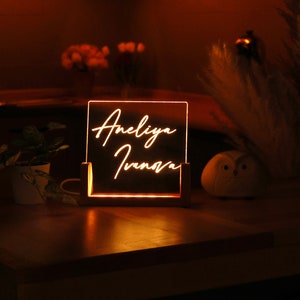 Custom Plexi Name Plate, Square LED Desk Plaque, Personalized Office ...