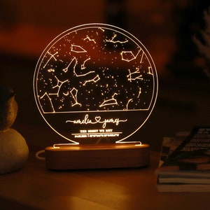 Custom Star Map Night Light, Personalized Constellation Chart Lamp ...