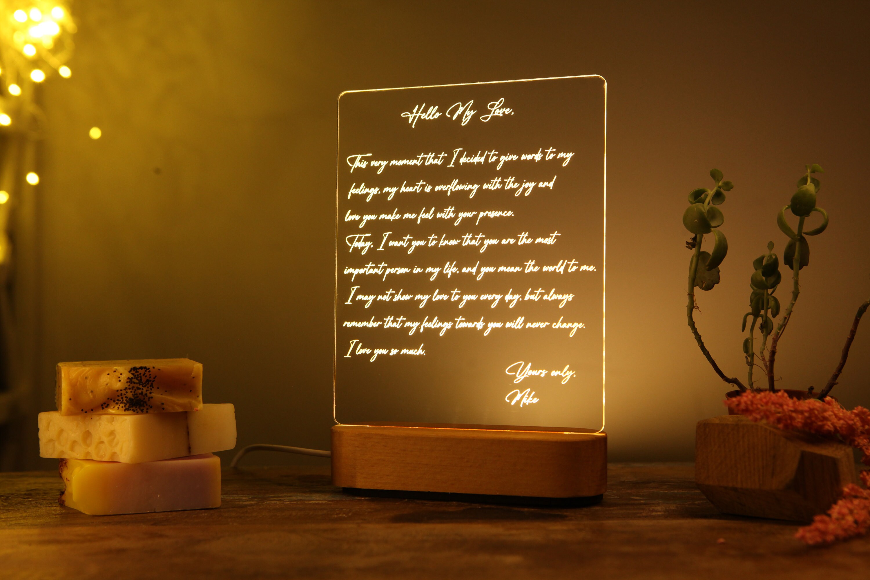Custom Hand-written Letter Night Light as Valentines Gift - First ...