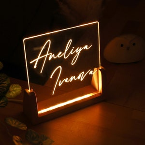 Custom Plexi Name Plate, Square LED Desk Plaque, Personalized Office Sign, Unique Night Light ...