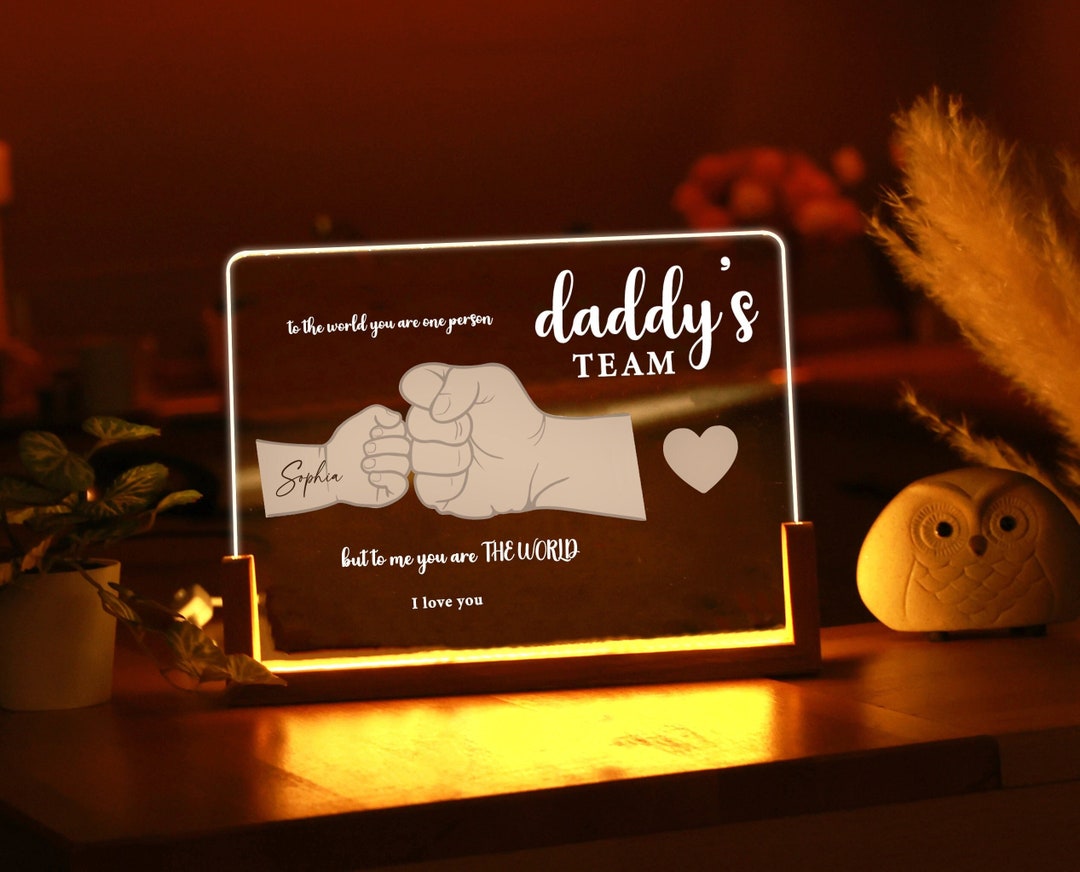 Custom Daddy's Team Acrylic Led Night Light, Daddy's Team Fist Bump ...