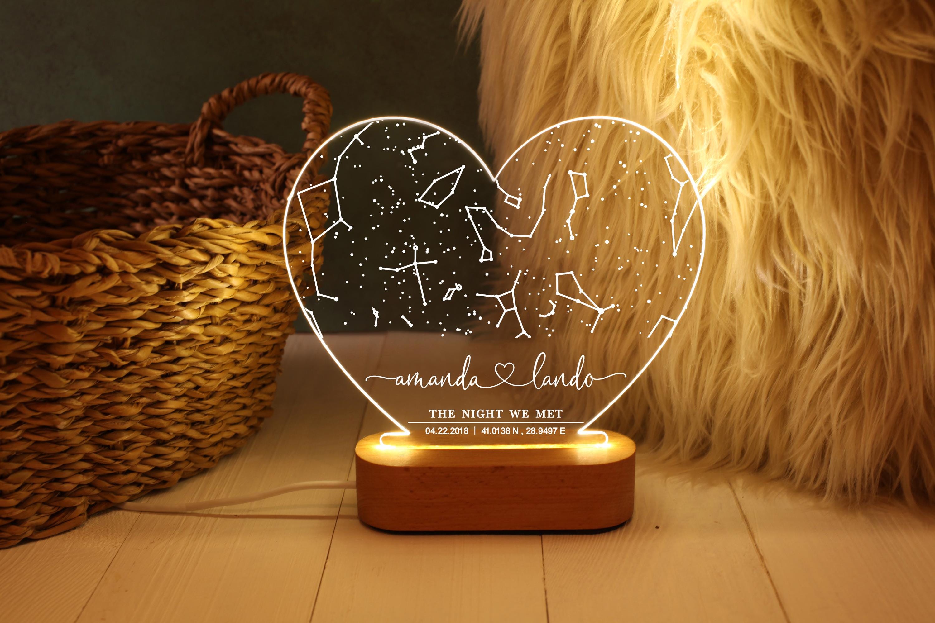 Custom Star Map Night Light, Personalized Constellation Chart Lamp ...