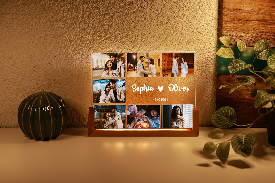 Personalized Couples Gift, Custom Photo Collage LED Light, Valentine ...