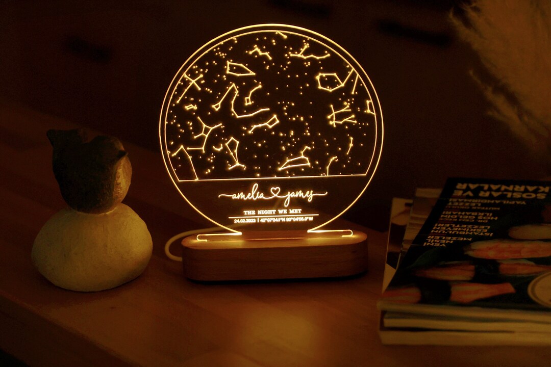 Custom Star Map Night Light, Personalized Constellation Chart Lamp ...