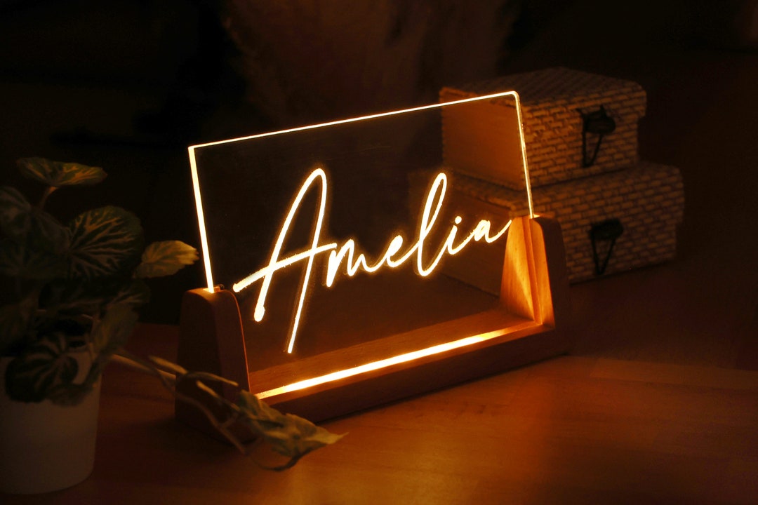 Personalized Name Plexi Night Light - Gift for Christmas - Custom LED ...