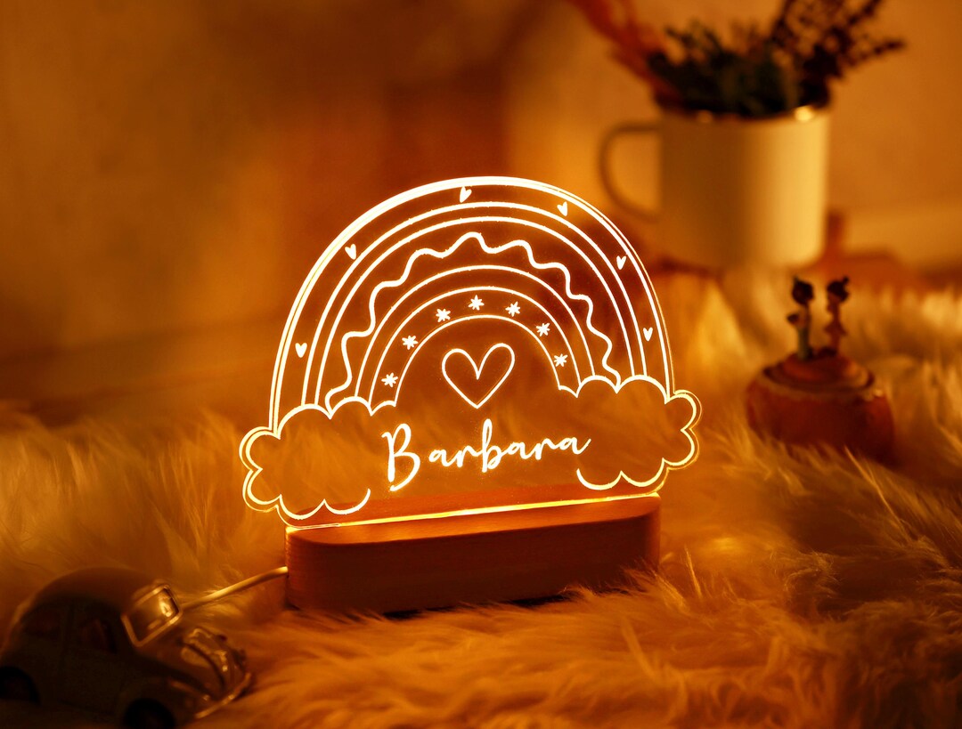 Personalized Baby Night Light, Cute Rainbow Night Light, Personalized ...