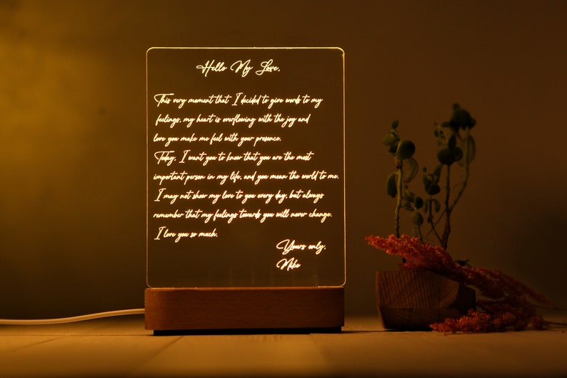 Custom Hand-written Letter Night Light as Valentines Gift - Etsy