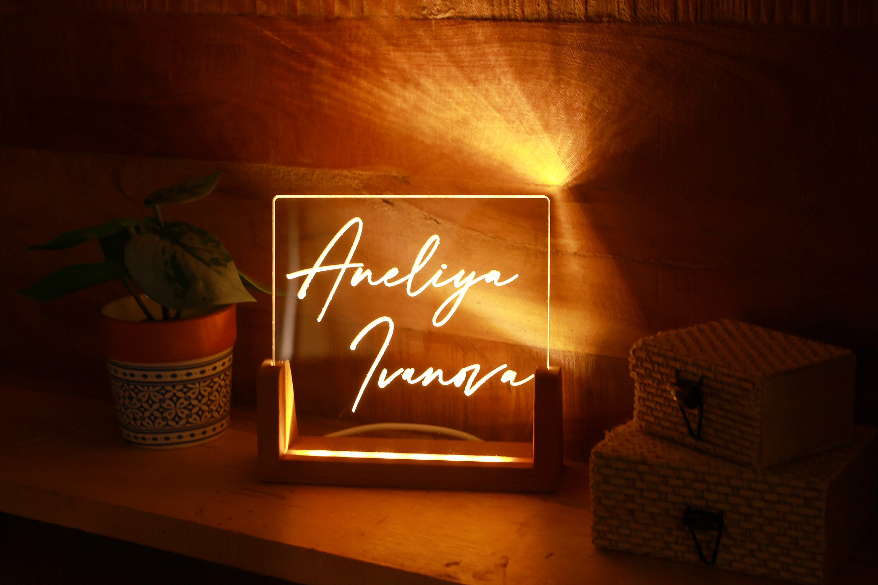 Custom Plexi Name Plate, Square LED Desk Plaque, Personalized Office ...