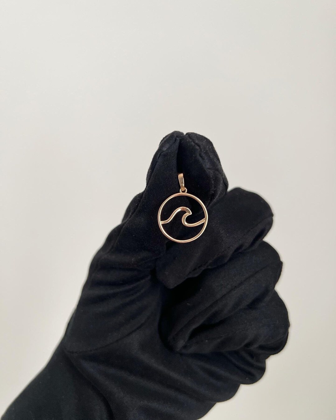 18K Solid Gold Wave Pendant, Beach Lover 15MM, Valentines Day Gift ...