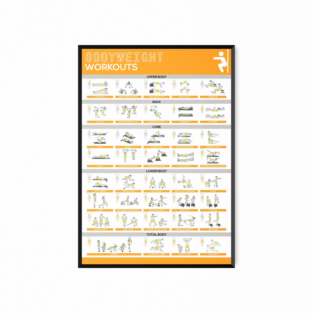 Bodyweight Fitness Workout Exercises Poster Print, Gym Workout Exercise ...