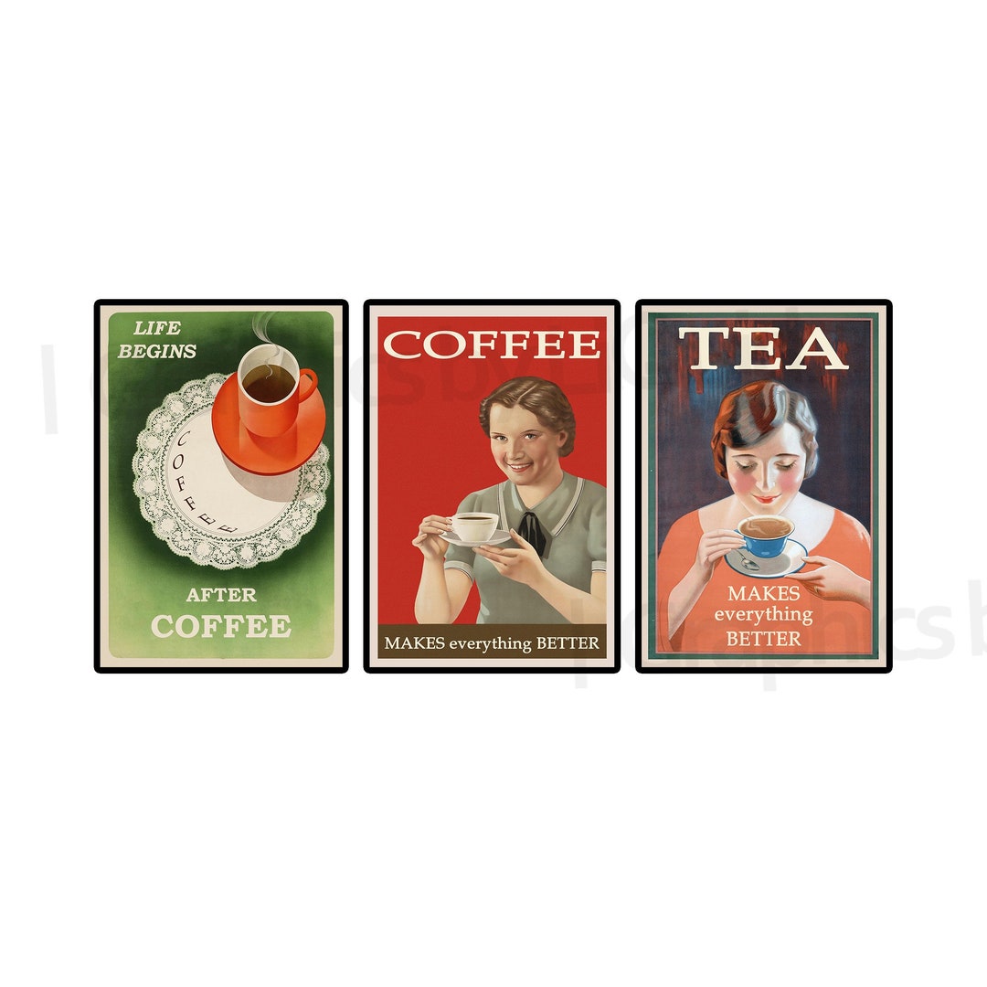 Vintage Espresso Coffee, Tea Poster for the Kitchen, Minimalist Coffee ...